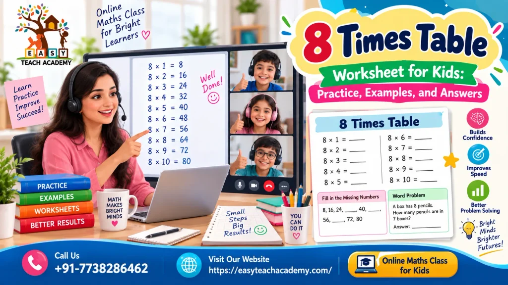 8 Times Table Worksheet for Kids: Practice, Examples and Answers