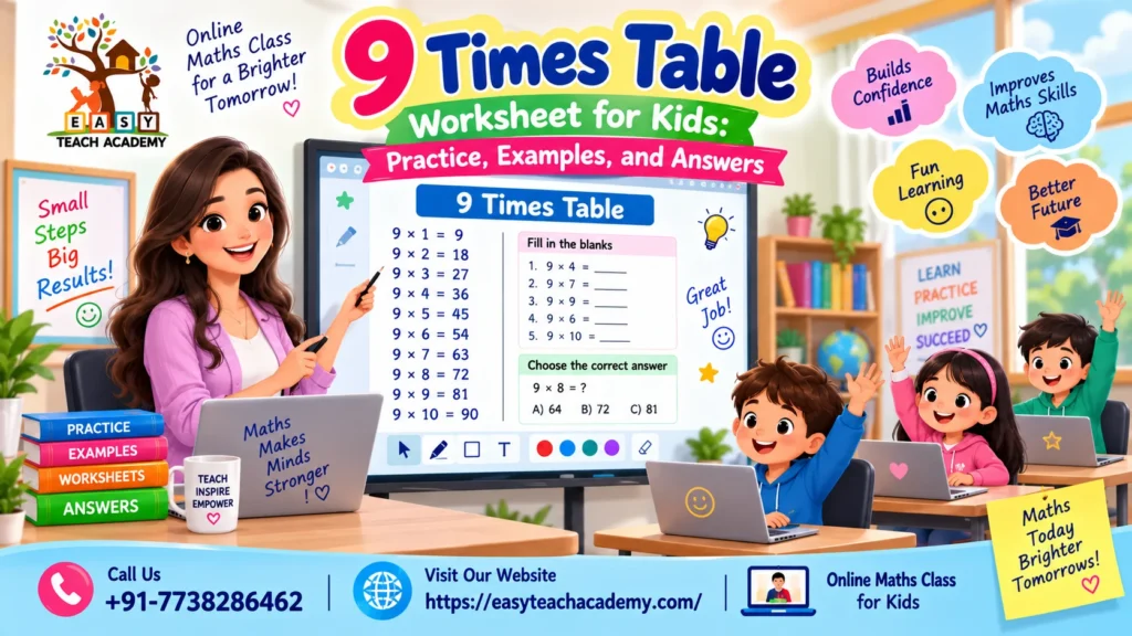 9 Times Table Worksheet for Kids | Free Printable Practice PDF